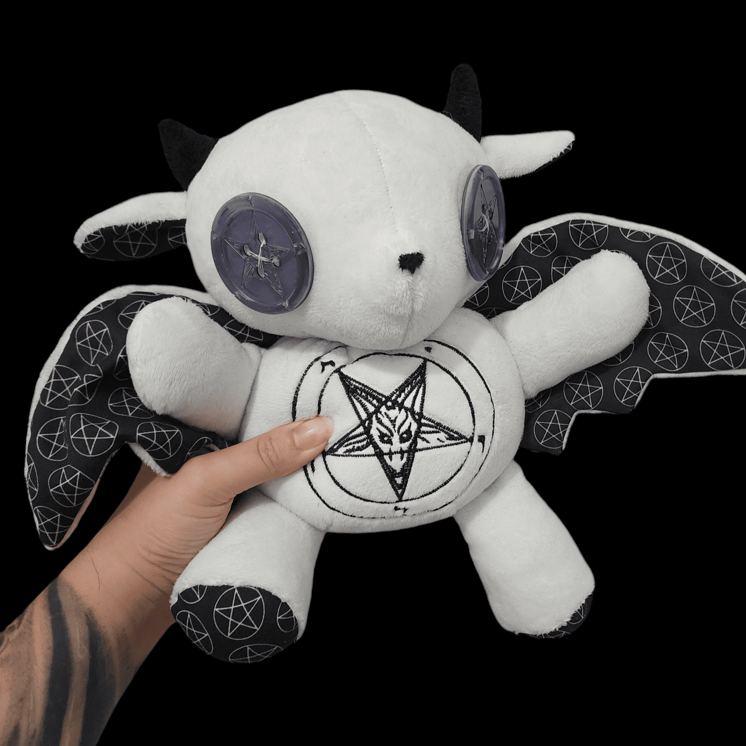 (Small dirt spot on head) Baby Baphomet Plush - White with pentagram ...