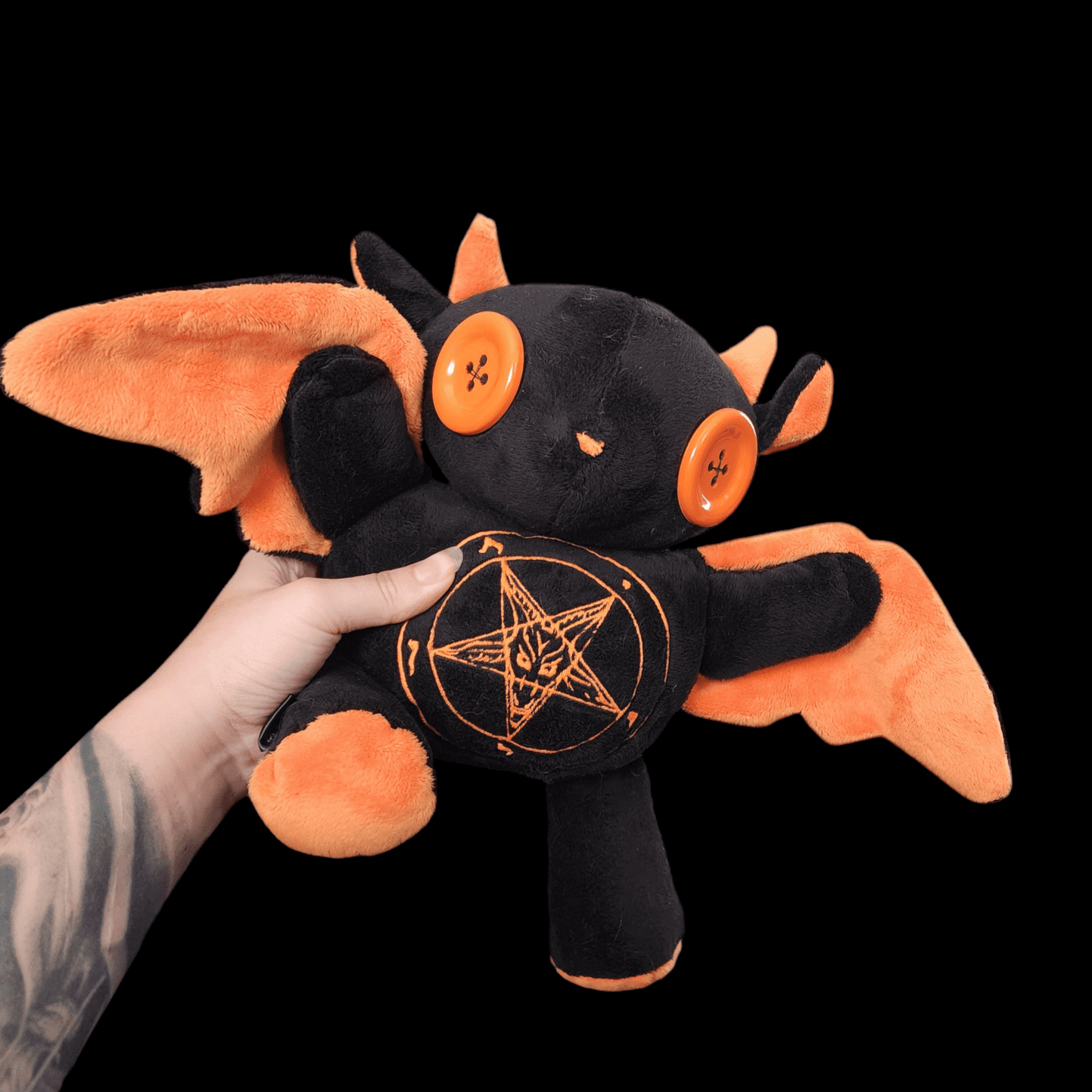 Baby Baphomet Plush- Black & Orange - Venom Doll Plushies